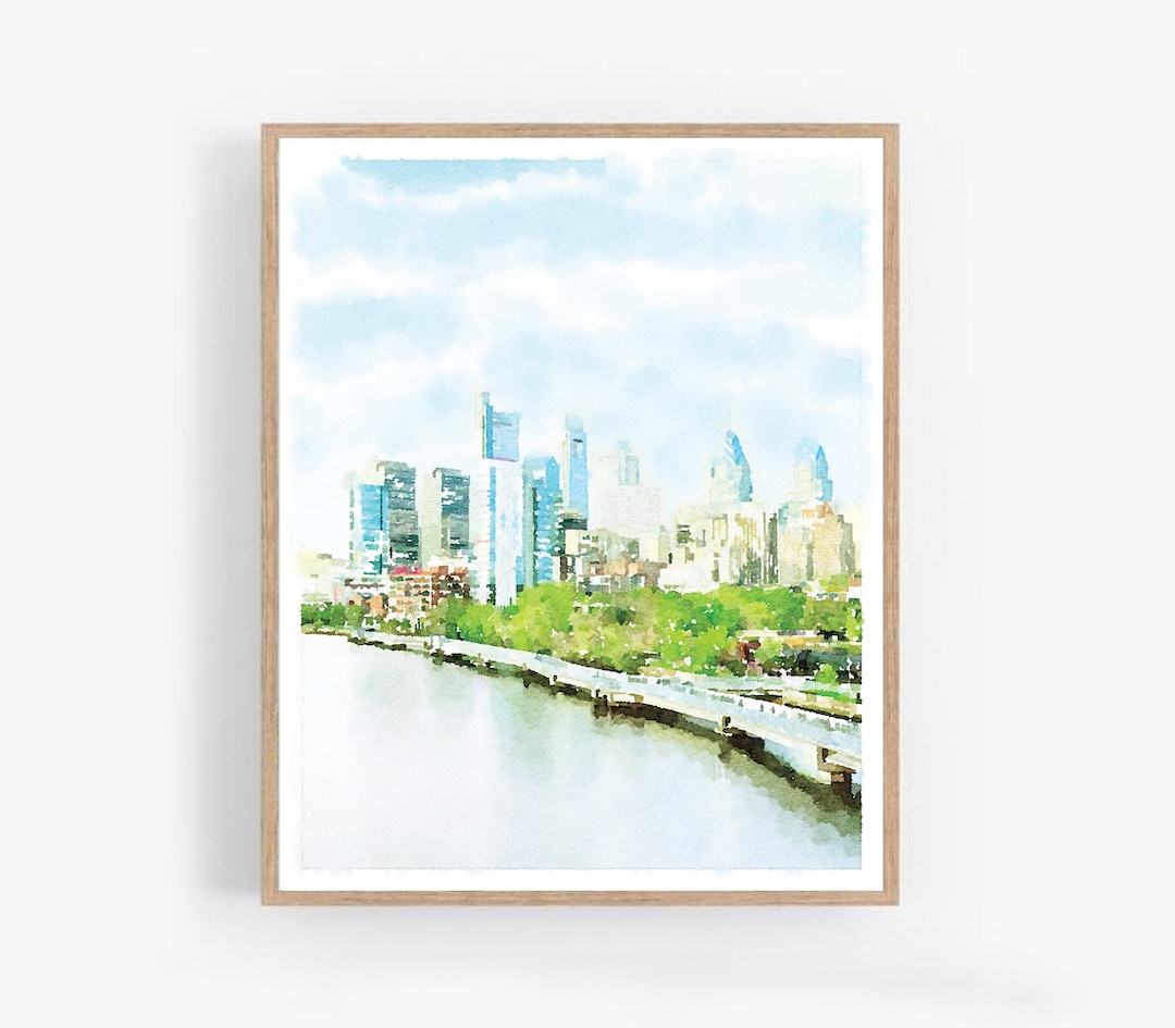 Philadelphia Skyline Watercolor Cityscape Painting Printable Wall Art ...