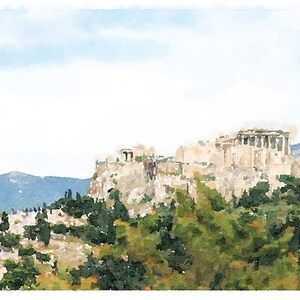 Athens Greece Art Travel Painting Digital Download Printable Wall Art ...