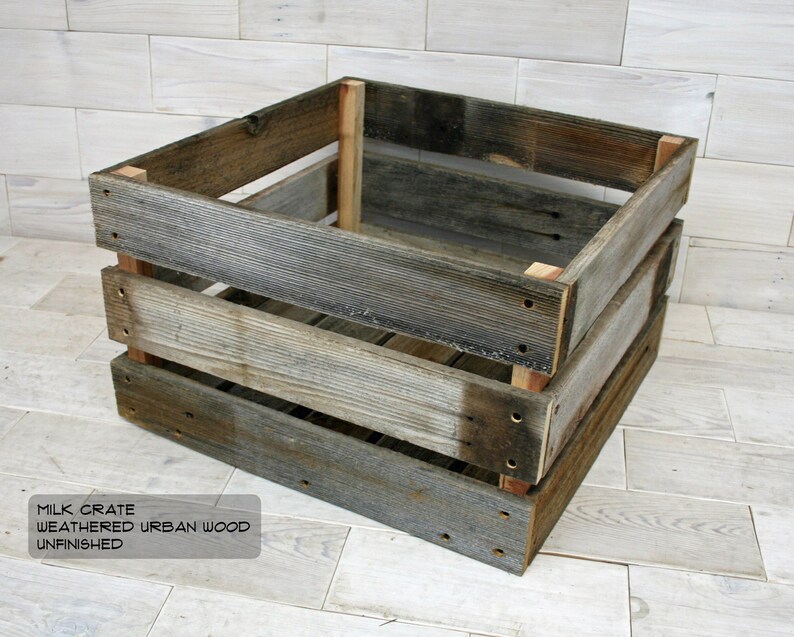 Barn Wood Milk Crate | Choose Your Size - Etsy