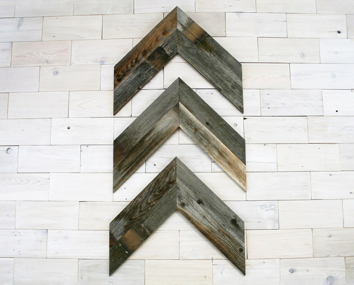Barn Wood Chevron Wall Decor [set of 3] - Etsy