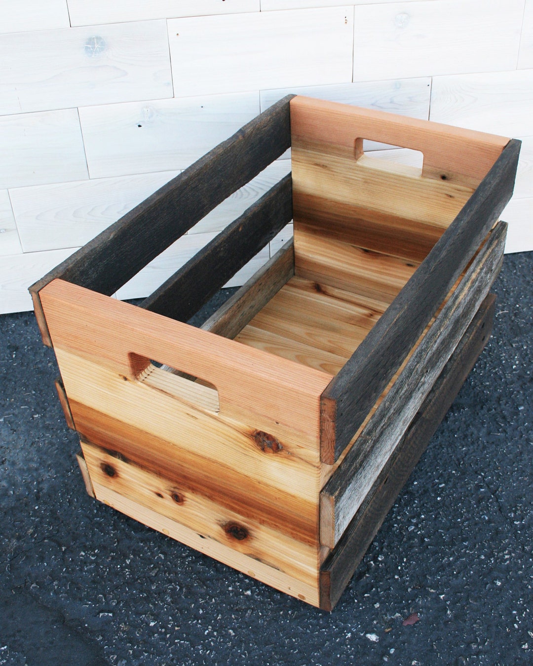 Reclaimed Barn Wood & Cedar Record Album Crate | Dichotomy Design - Etsy