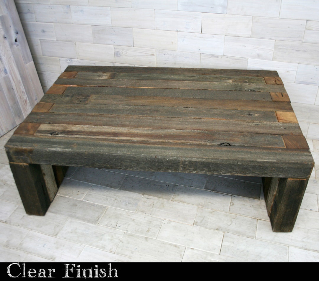 Reclaimed Barn Wood Coffee Table - Box Joint - Rustic Farmhouse Shabby ...