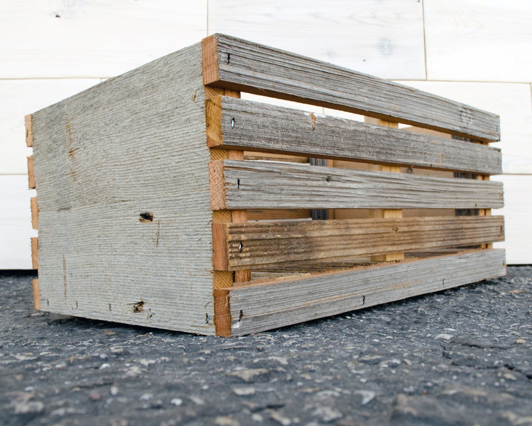 Barn Wood Slat Crate 12 X 8 X 6 Rope - Etsy