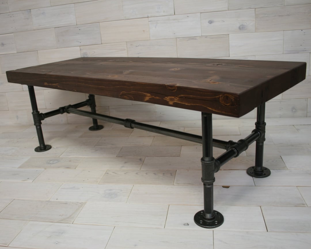 Reclaimed Wood Coffee Table With Steel Pipe Legs | Sylvan Design - Etsy