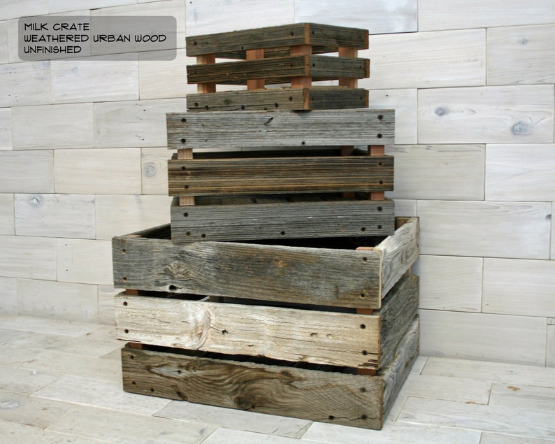Barn Wood Milk Crate | Choose Your Size - Etsy