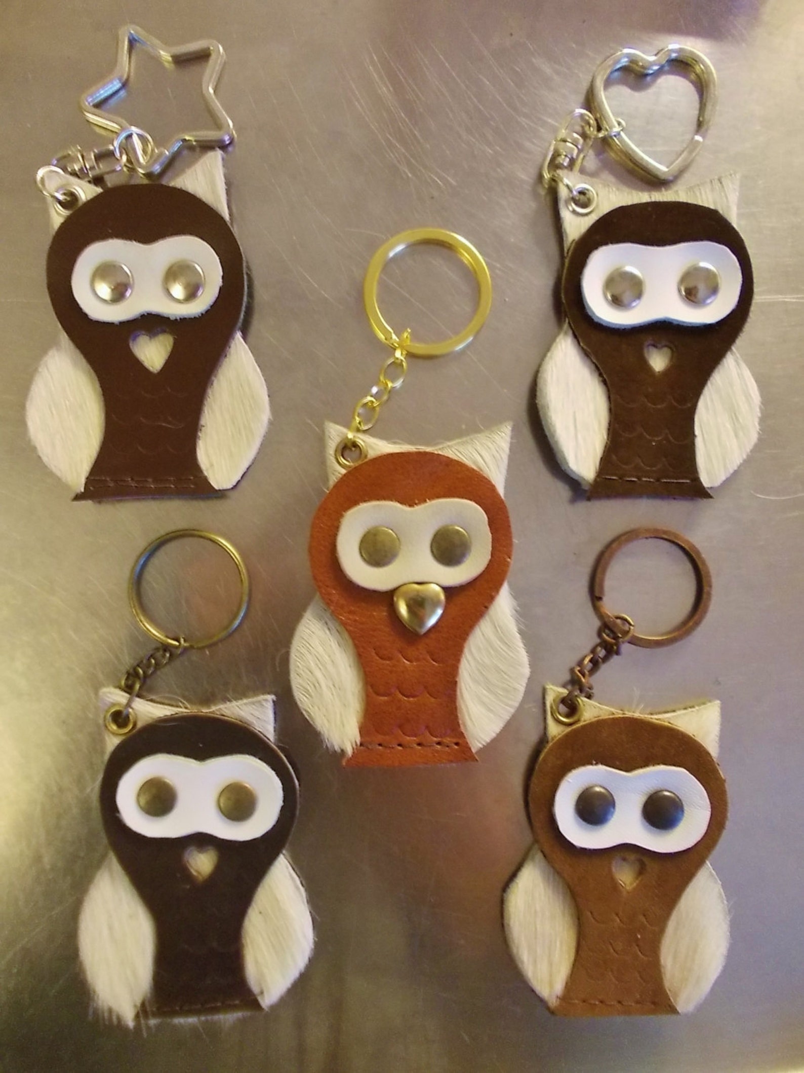 Handmade Reclaimed Leather Owl Keychain - Etsy