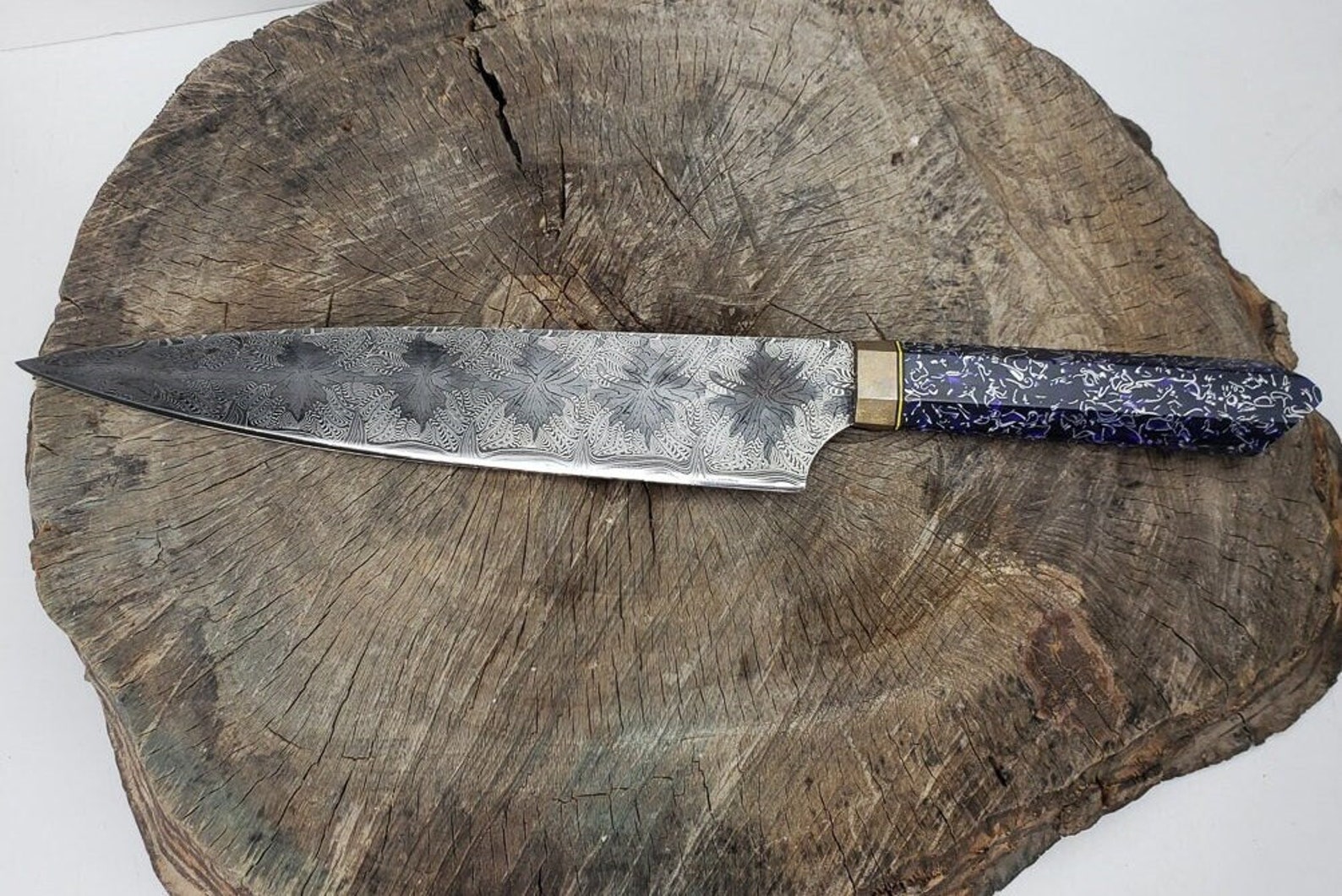 Mosaic Damascus Chef Knife - Etsy