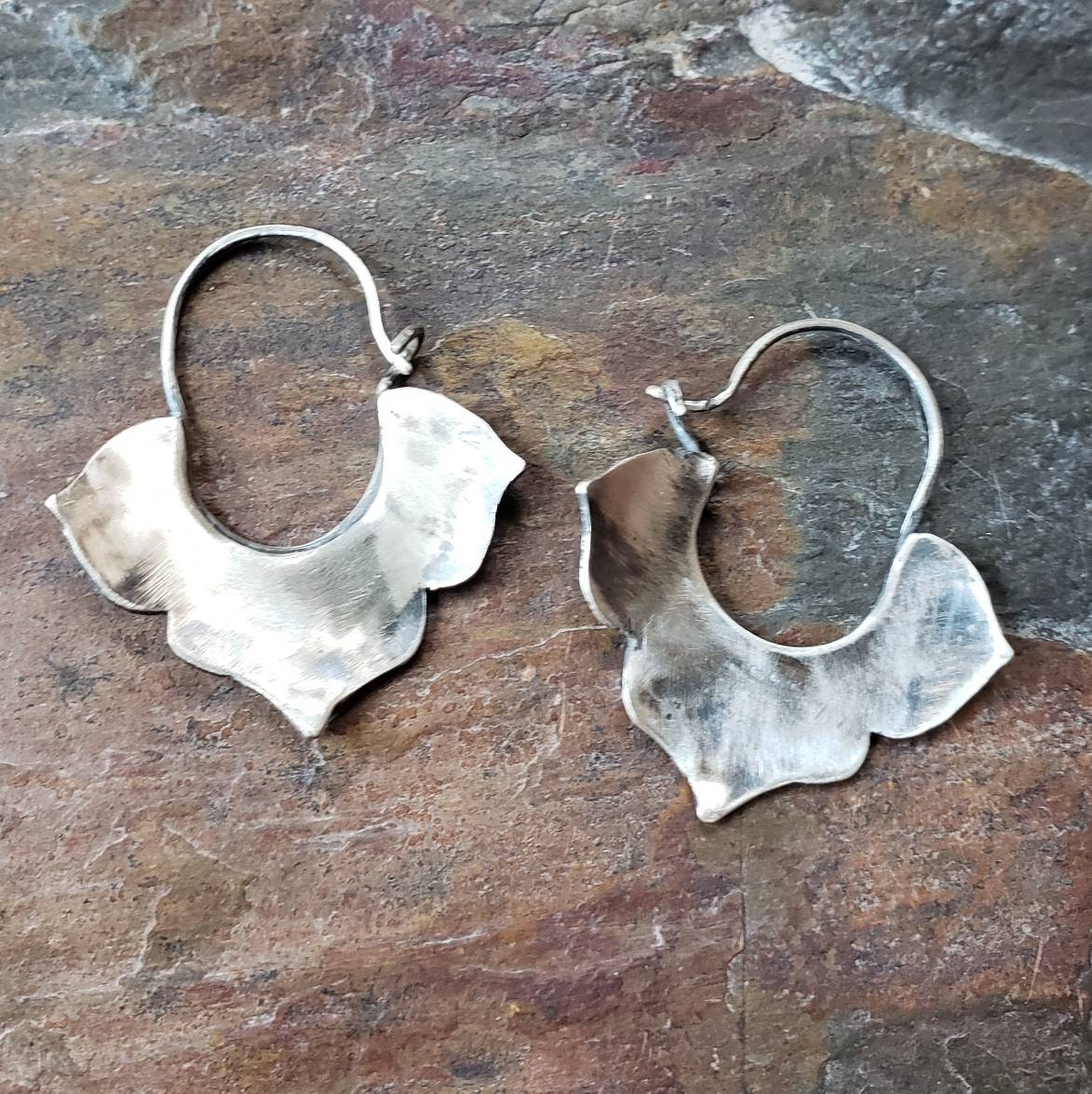 Lotus Earrings Lotus Flower Silver Stamped Earrings Silver | Etsy