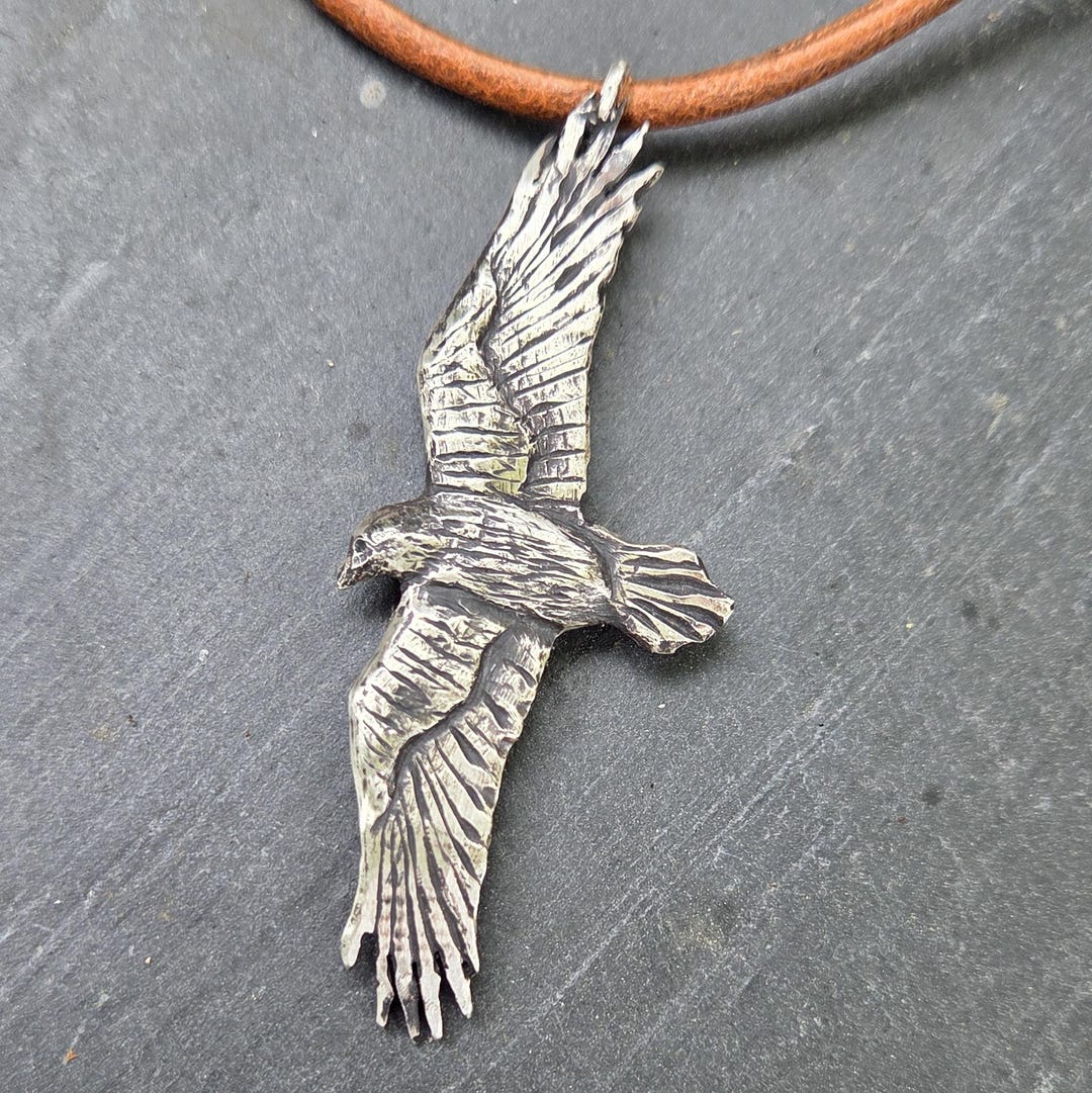 Hand-forged Sterling Silver Raven Pendant: Made-to-order Bird Necklace ...