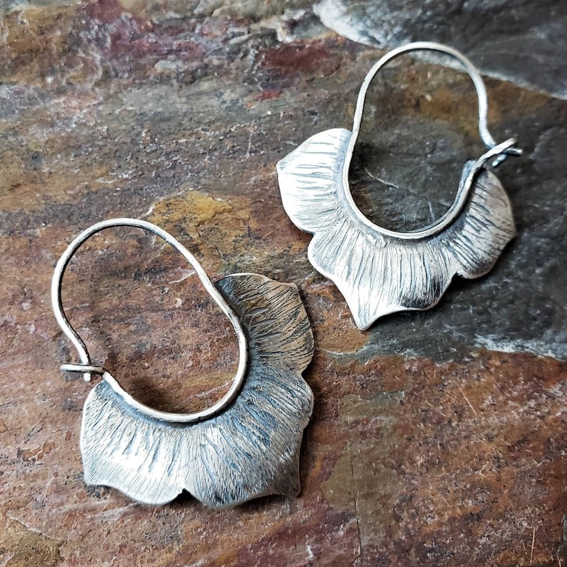 Lotus Earrings Lotus Flower Silver Stamped Earrings Silver - Etsy