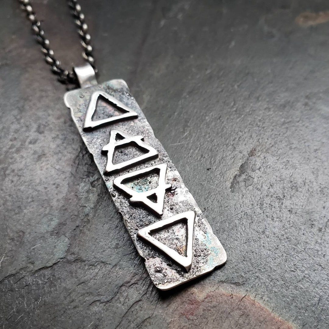 Alchemist Pendant, Earth Wind Fire Water Necklace, Alchemist Symbols ...