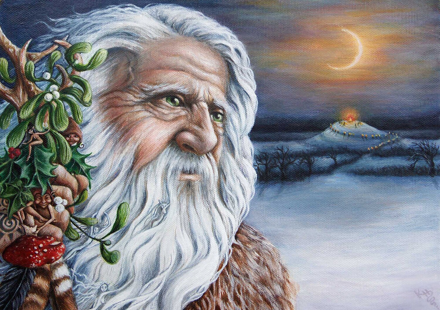 Midwinter Journey Yule /PACK 5 / Christmas Greeting Card A5 Glastonbury Tor Winter Solstice ...