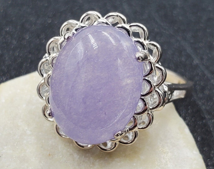 QVC Designer Lavender Jade 925 Sterling Silver Cocktail Ring Size 10.25 ...