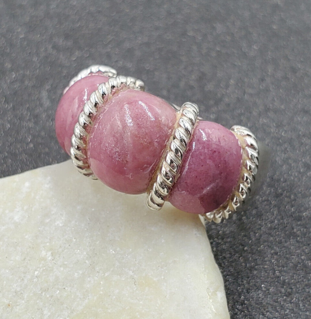 Judith Ripka Pink Rhodonite 925 Sterling Silver Ring Size 7.25 VIDEO - Etsy