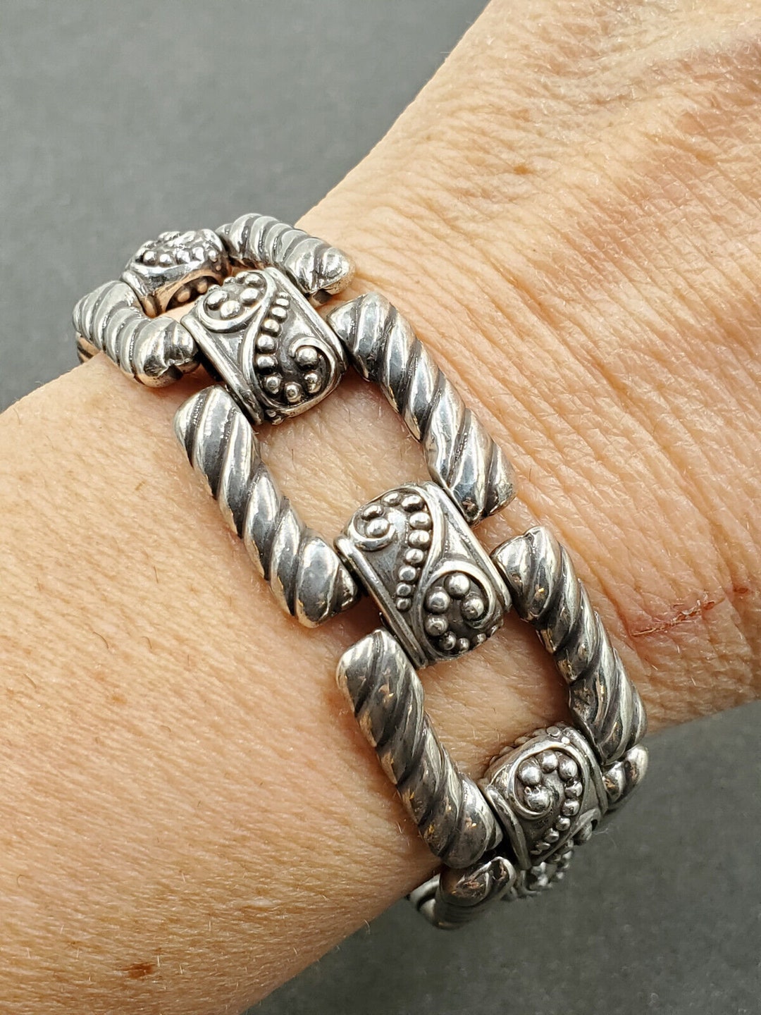 Estate Square Cable Panel Filigree Bali Style Silver Tone - Etsy