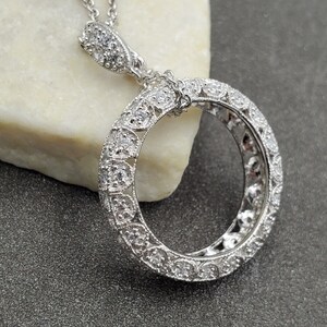 MEDA Vintage Victorian Style CZ Circle Pendant 925 Sterling Necklace 18 ...