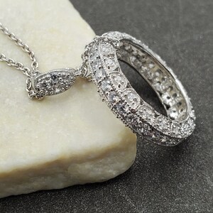 MEDA Vintage Victorian Style CZ Circle Pendant 925 Sterling Necklace 18 ...