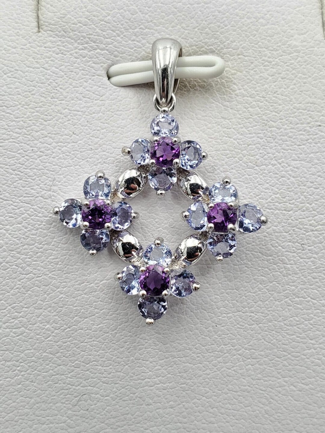 QVC Imperial Gold 14k White Gold Tanzanite & Amethyst Flower Cluster ...