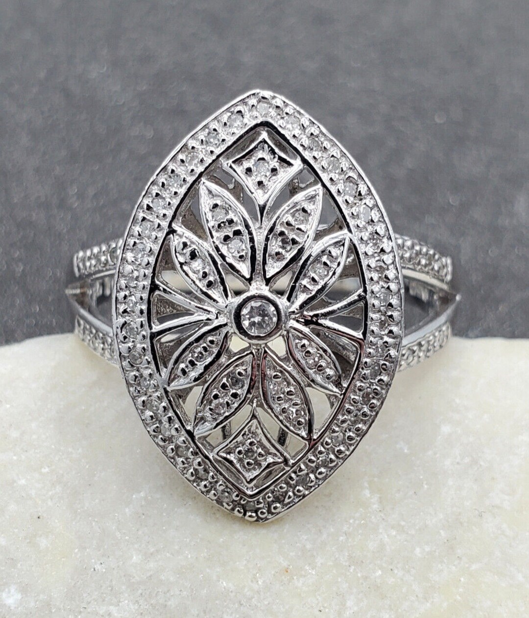 QVC Affinity Diamonds 925 Sterling Silver Vintage Style Ring Sz 10.25 ...