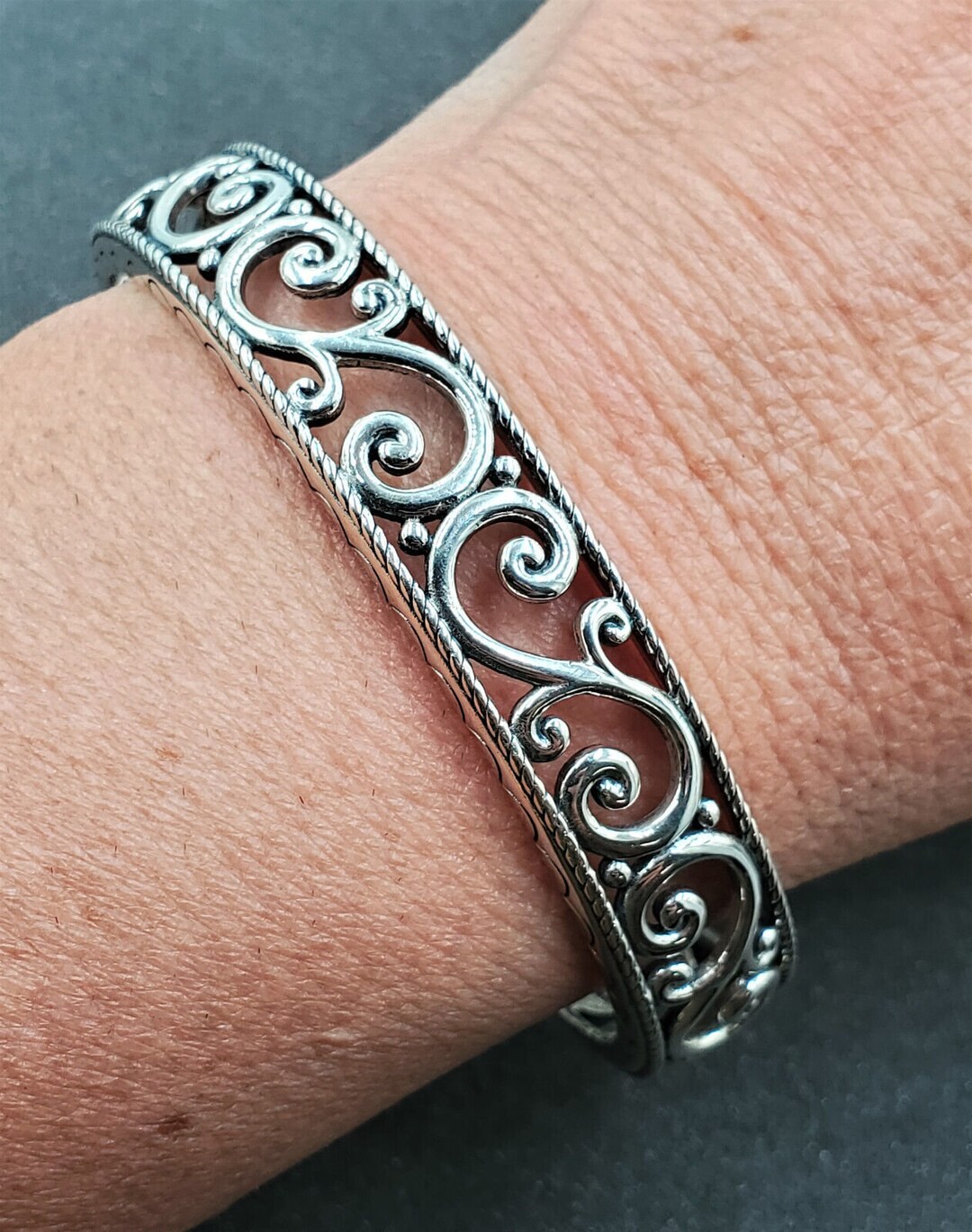 QVC Designer Elyse Ryan 925 Sterling Silver Scroll Kick Cuff Bracelet ...