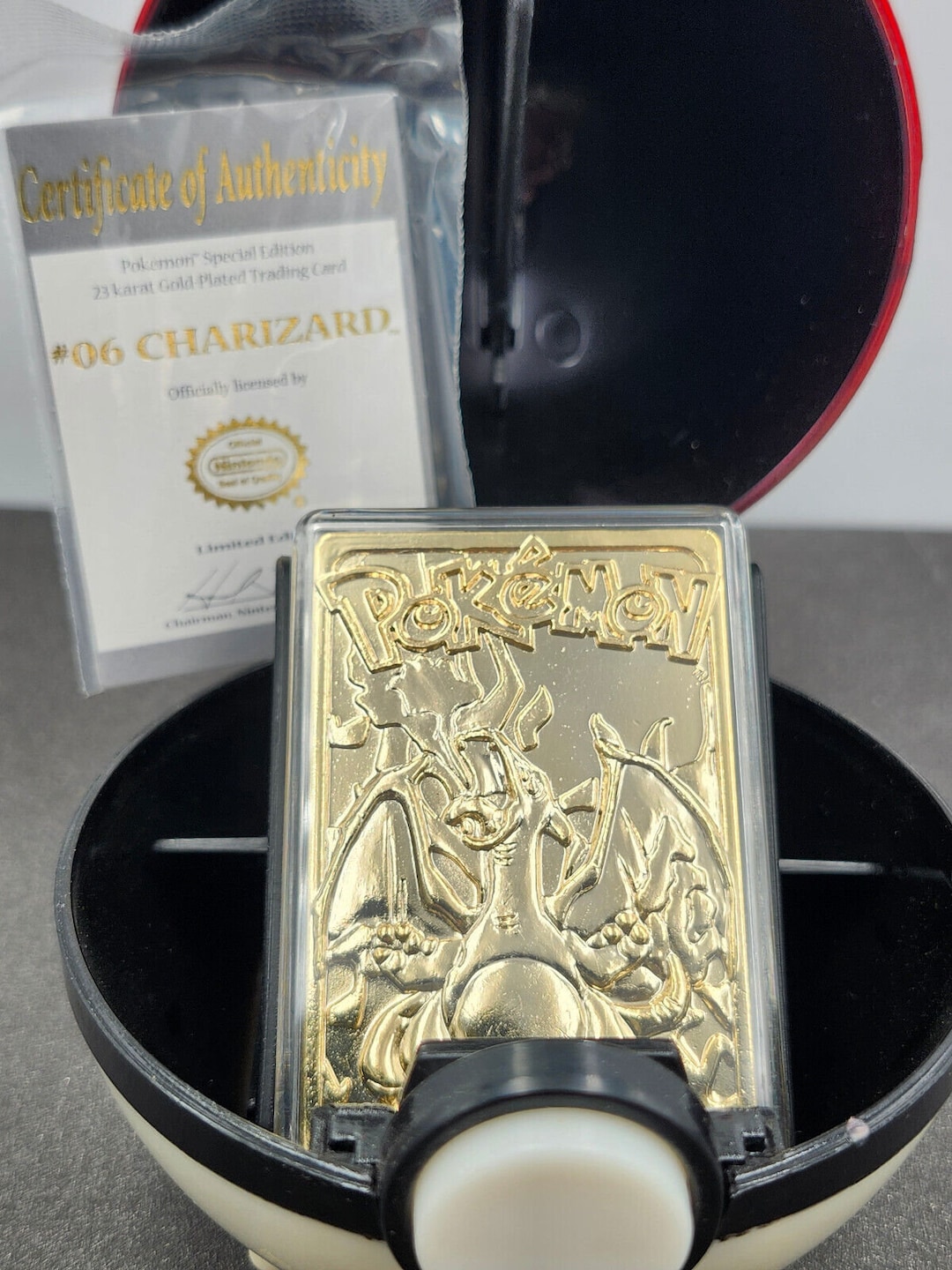 1999 Pokemon 23K Gold Plated Charizard Trading Card Burger King Limited ...