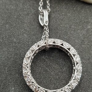 MEDA Vintage Victorian Style CZ Circle Pendant 925 Sterling Necklace 18 ...