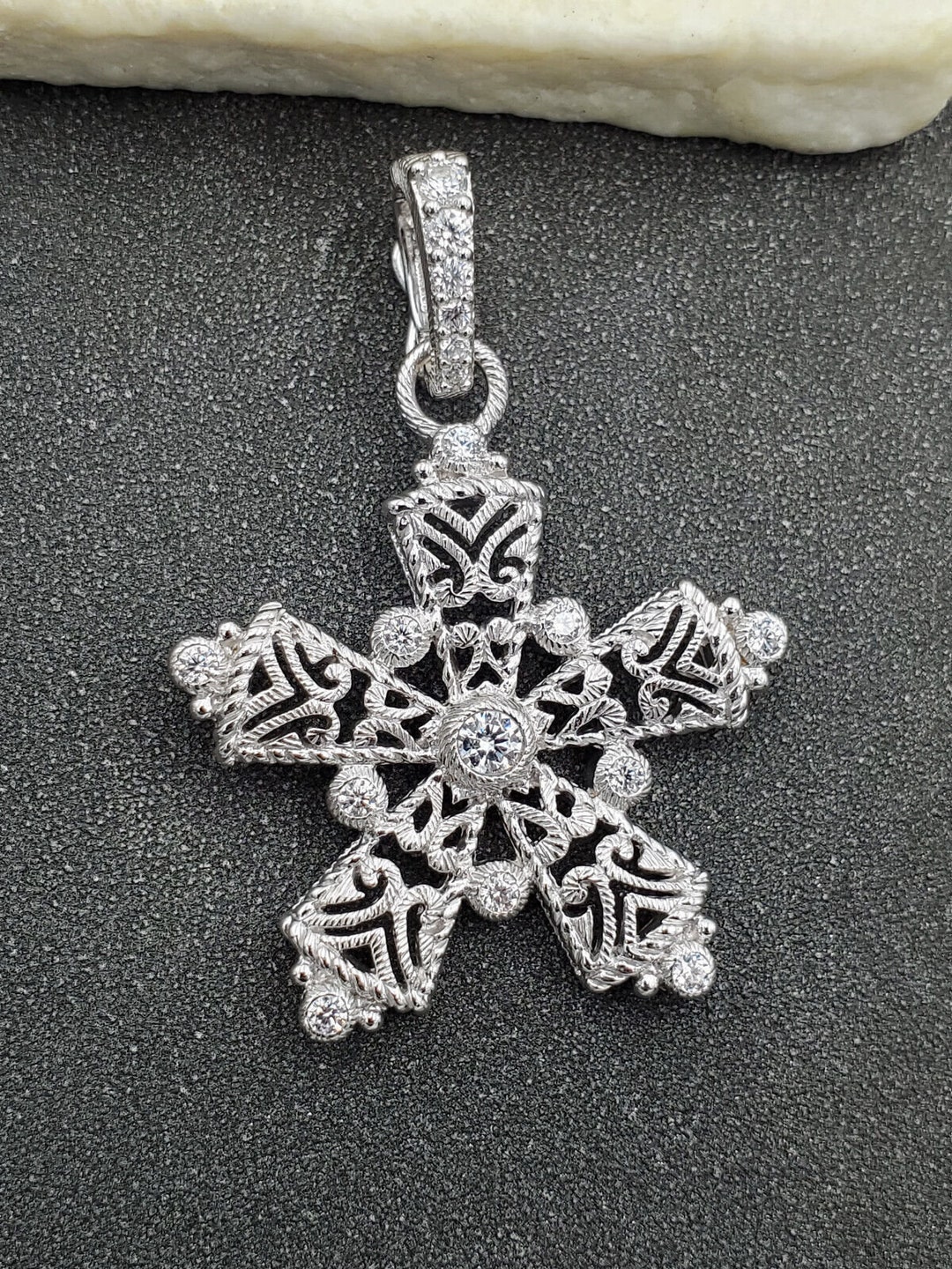 Judith Ripka Diamonique CZ 925 Sterling Silver Snowflake Enhancer ...