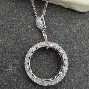 MEDA Vintage Victorian Style CZ Circle Pendant 925 Sterling Necklace 18 ...
