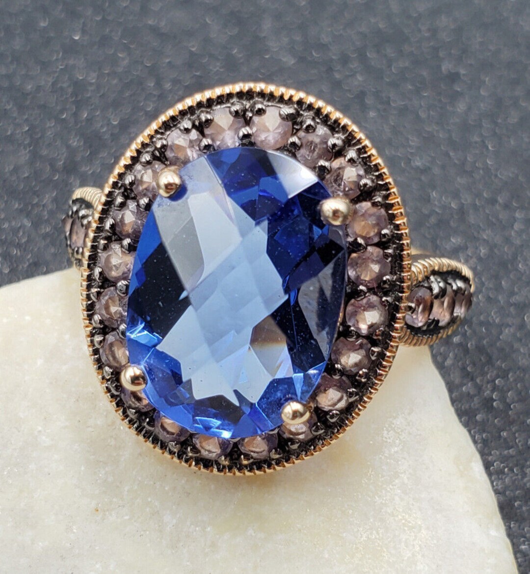 Ross Simons Simulated Blueberry Tanzanite Rose Quartz Sterling Halo ...