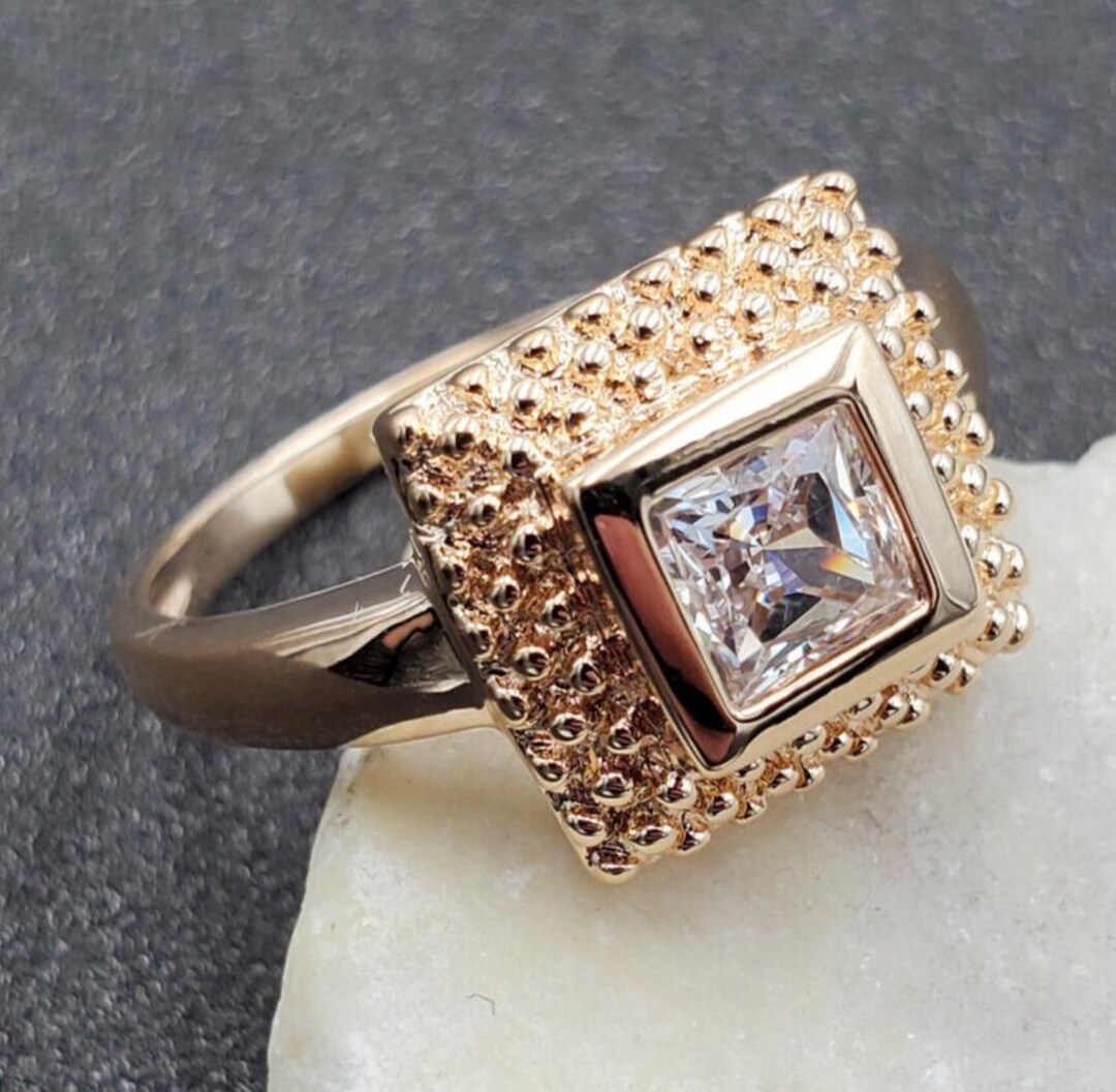 Ross Simons Princess Cut CZ 18k Gold Vermeil Sterling Silver Beaded ...