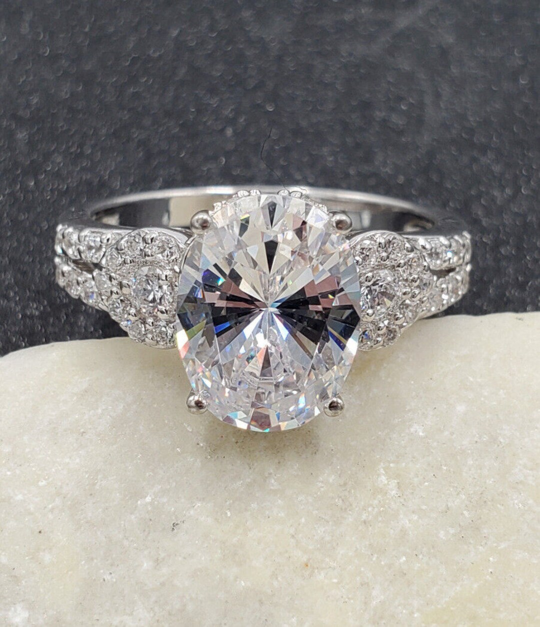 QVC Epiphany Simulated Diamond Sterling Silver Engagement Ring Size 10. ...