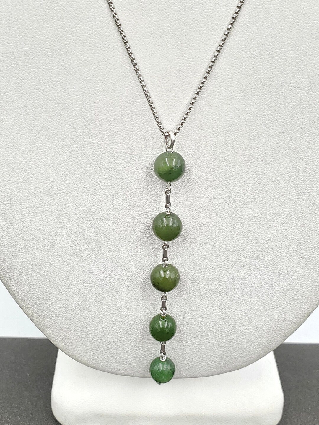 HSN Jade of Yesteryear 925 Sterling Green Jade Beaded Y-drop Necklace ...