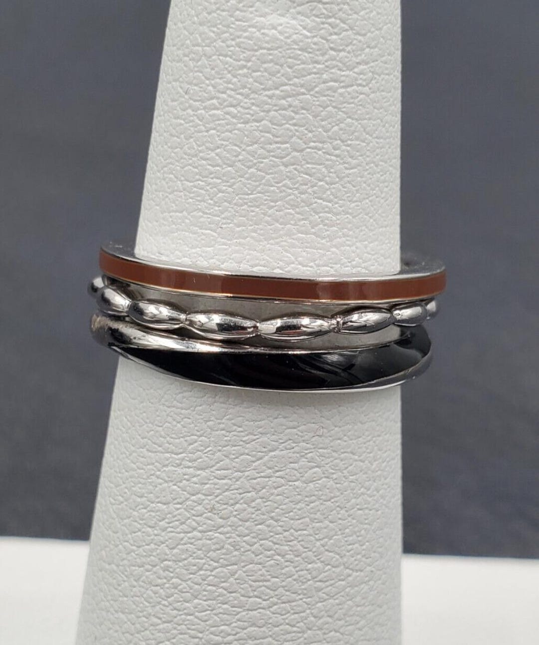 Set of 3 Simply Stacks From QVC 925 Sterling Silver & Enamel Band Rings ...