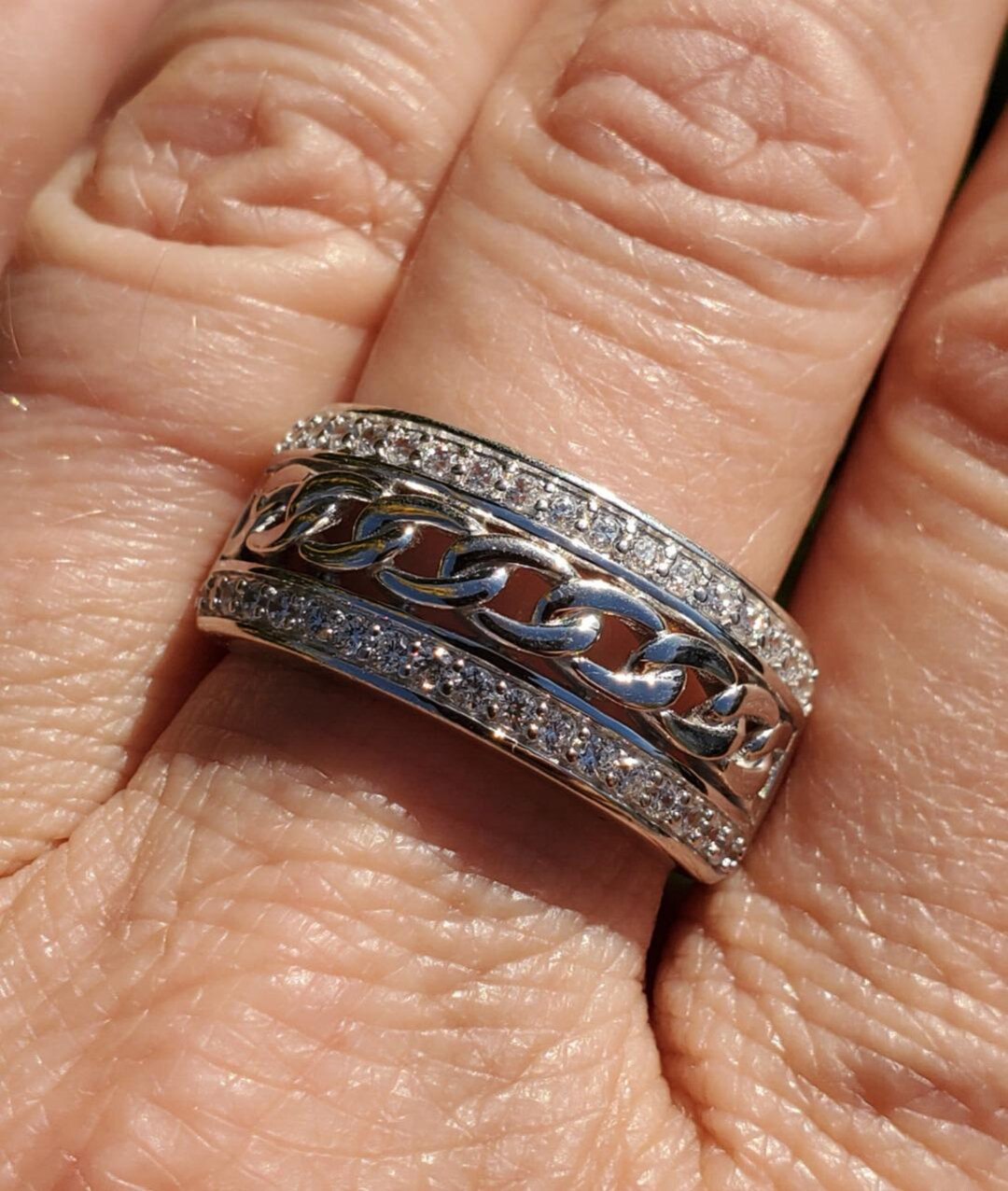 Estate QVC Simulated Diamond CZ 925 Sterling Silver Cuban Link Band ...