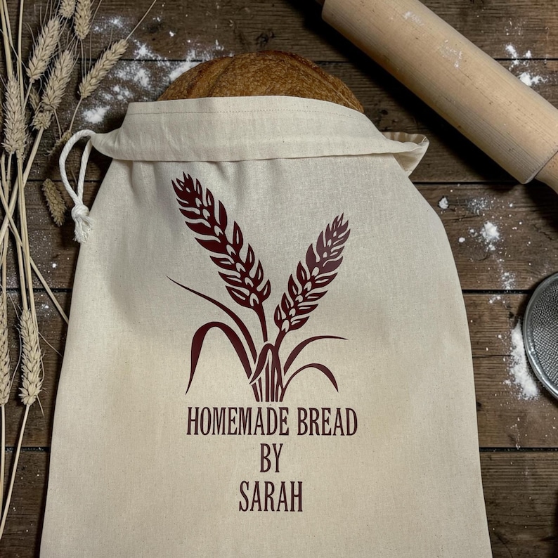 Personalized Cotton Bread Bag | Reusable Muslin Bread Storage ...