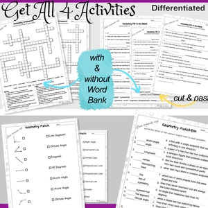 Geometry Vocabulary Match'em Lines, Segments Rays Digital Download ...