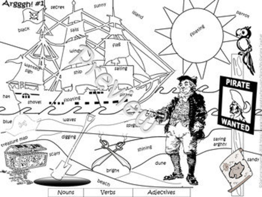 Summer Parts of Speech Coloring, Educational Printable (digital ...