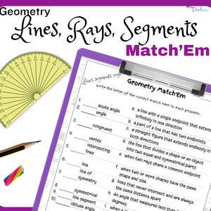 Geometry Vocabulary Match'em Lines, Segments Rays Digital Download ...