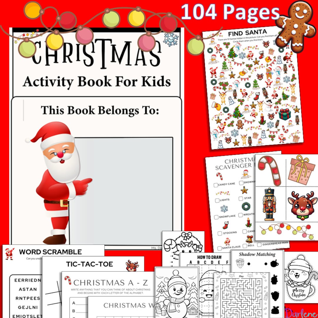 104 Printable Christmas Activities Set, Puzzles, Games, Coloring, NO ...