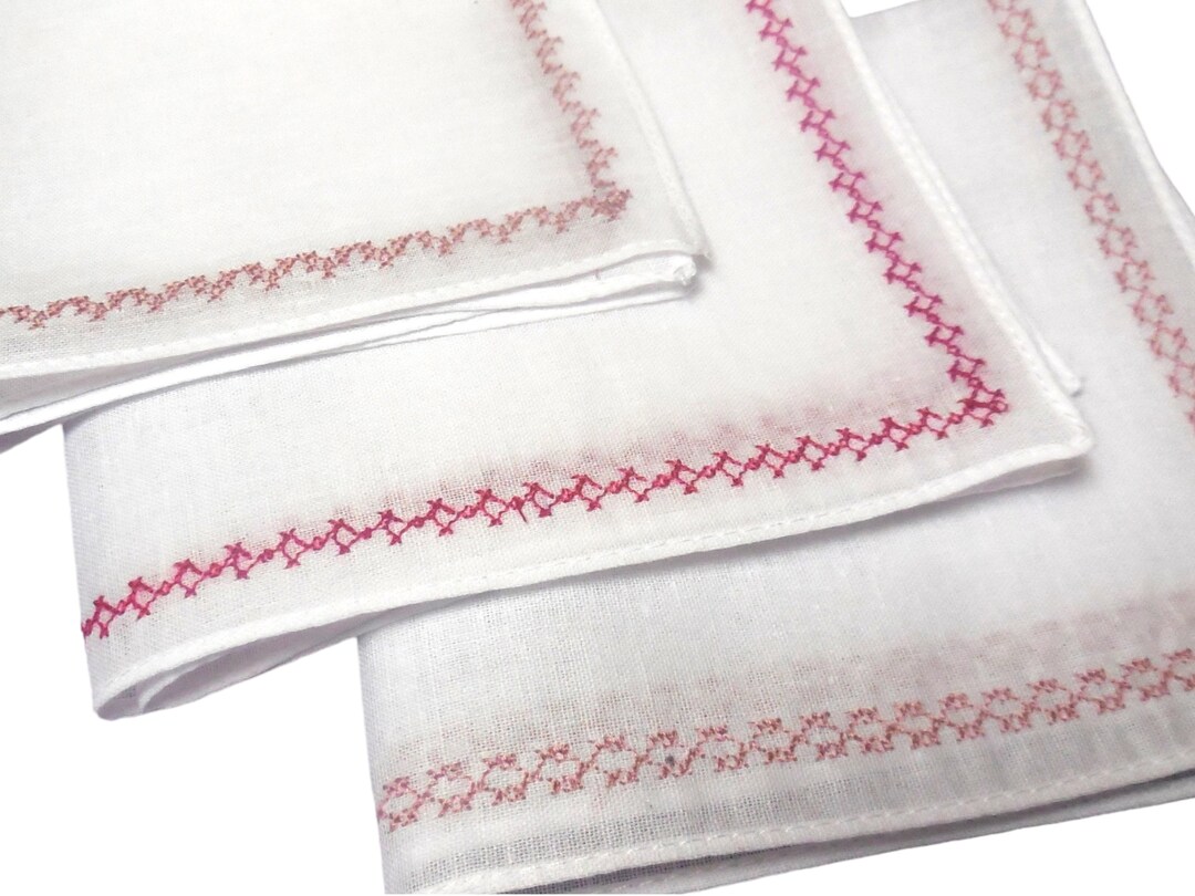 Handkerchiefs Set of 3 Embroidered Cotton 10.5 X 10.5 White Hankies - Etsy