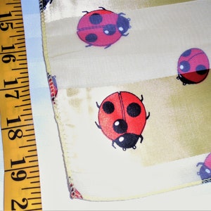 Scarf 20 Square Satin Chiffon Ladybug Print Yellow Red - Etsy