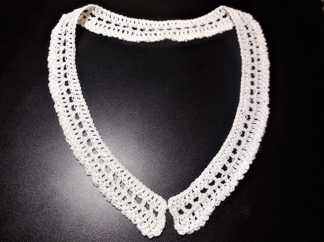 Crochet Collar White Detouchable V-cut Handmade - Etsy