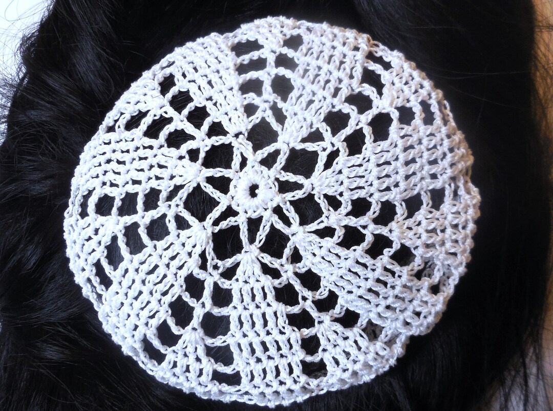 White Crochet Hair Snood Bun Net Cover Handmade Hairnet Hair ...