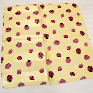 Scarf 20 Square Satin Chiffon Ladybug Print Yellow Red - Etsy