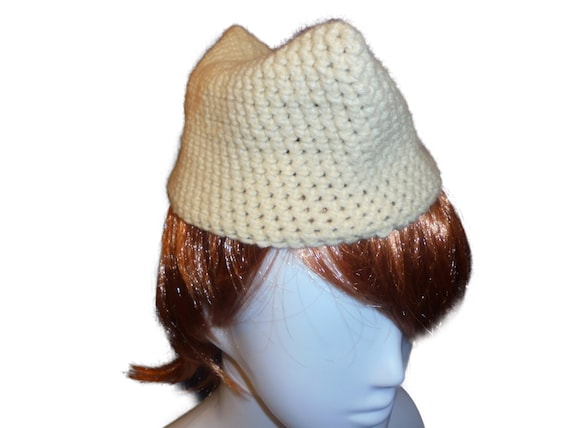 Vintage Hat Crochet Ivory Color - Gem