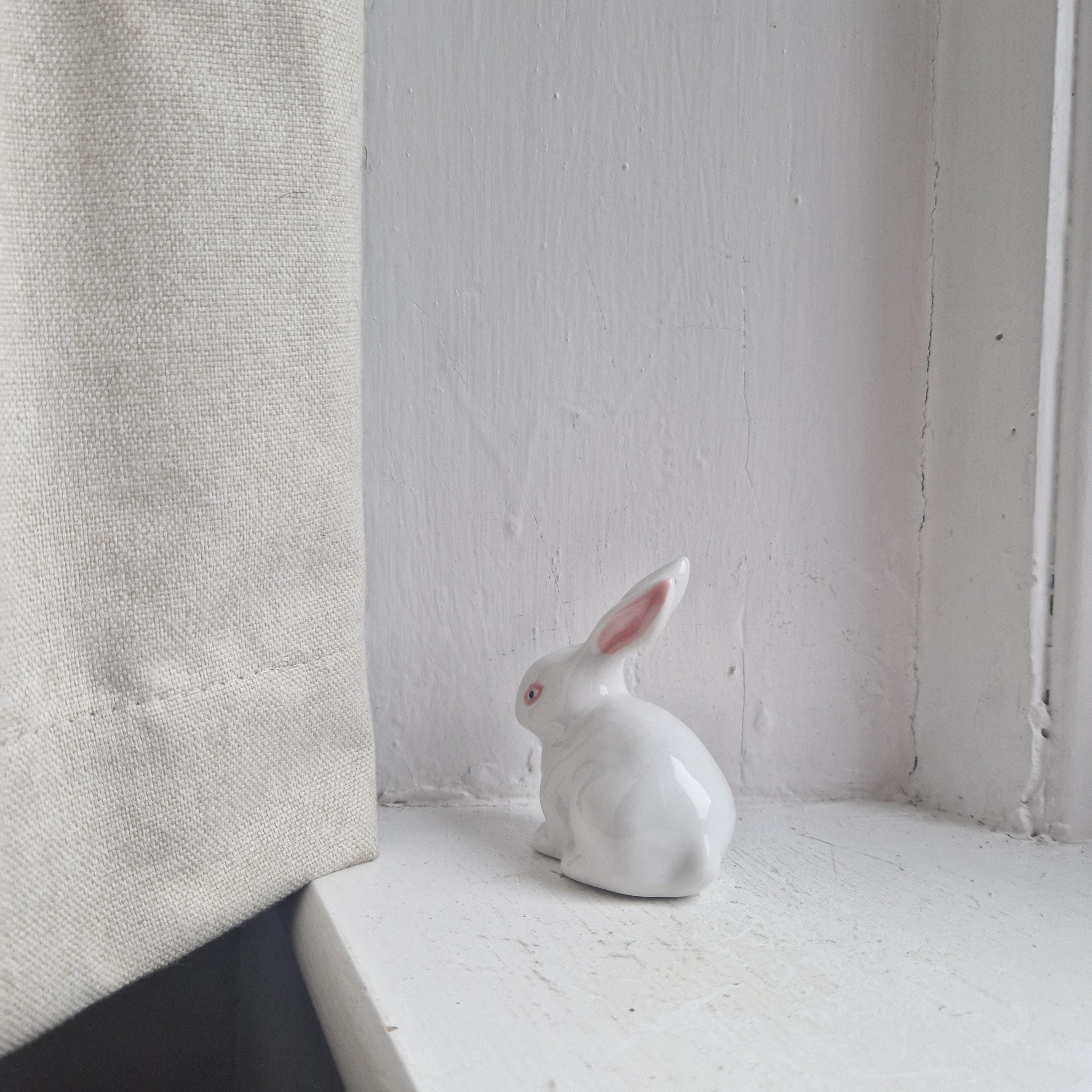 White Rabbit Familiar: Lovely Miniature Lucky White Rabbit Porcelain ...