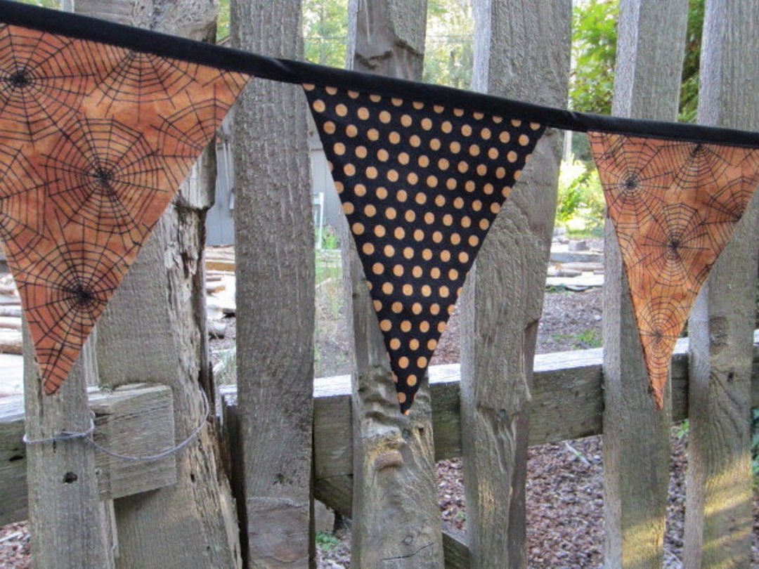 Halloween Banner Spiderwebs Webs and Polka Dots Halloween - Etsy