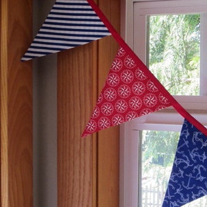 Nautical Banner -nautical Party Garland - Anchors - Red White Blue ...