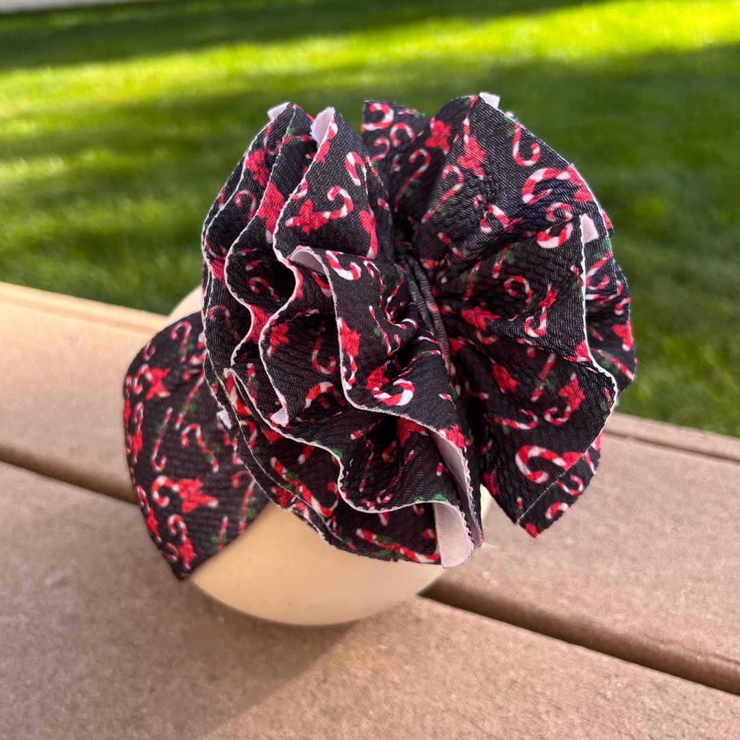Candy Cane Ruffle Bow - Shredded Wrap - Pull Proof - Baby Bow - Etsy