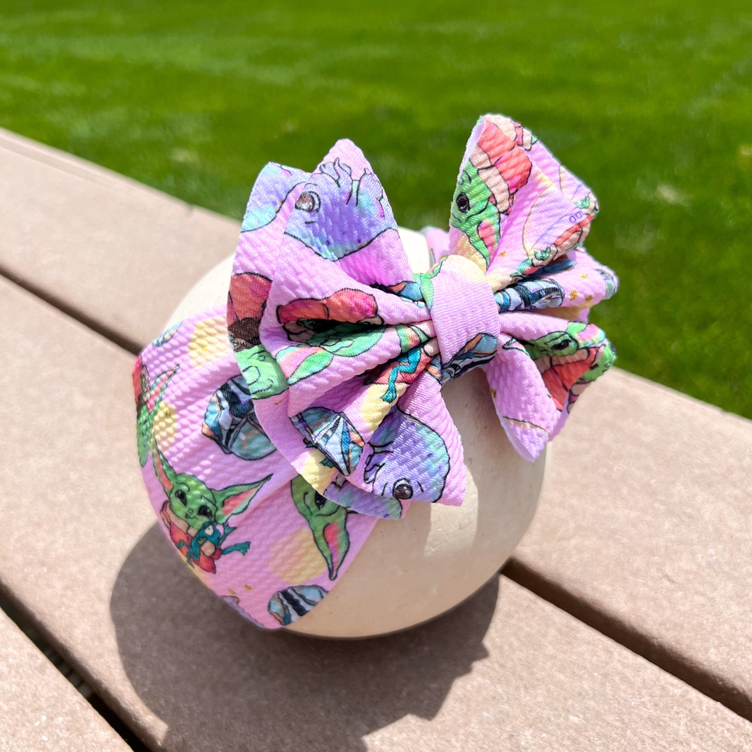 Baby Yoda Headwrap - Grogru Baby Bow - Pull Proof - Permanently Sewn ...